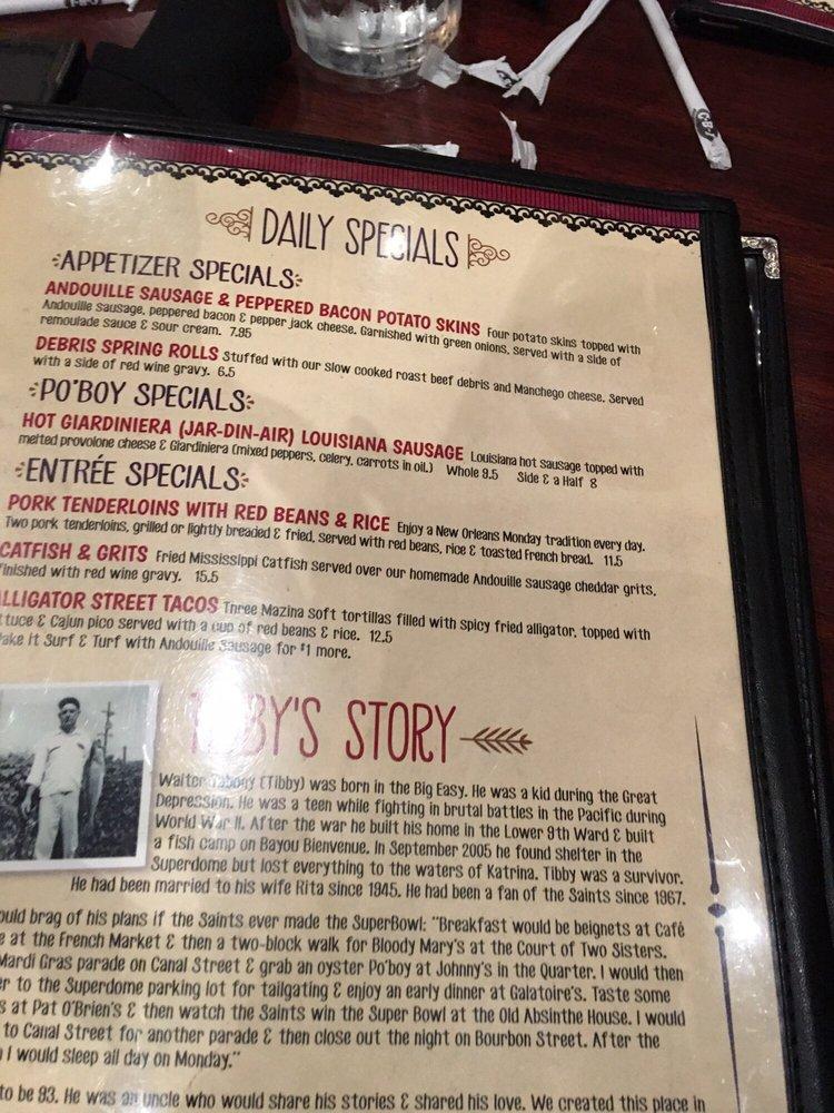 Carta del postres Tibby's New Orleans Kitchen, Brandon