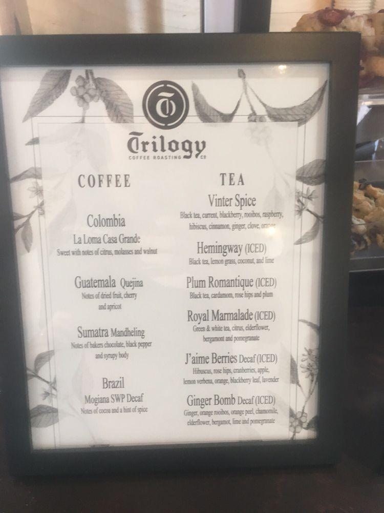 Menu at Trilogy Coffee Roasting Co cafe, DeLand