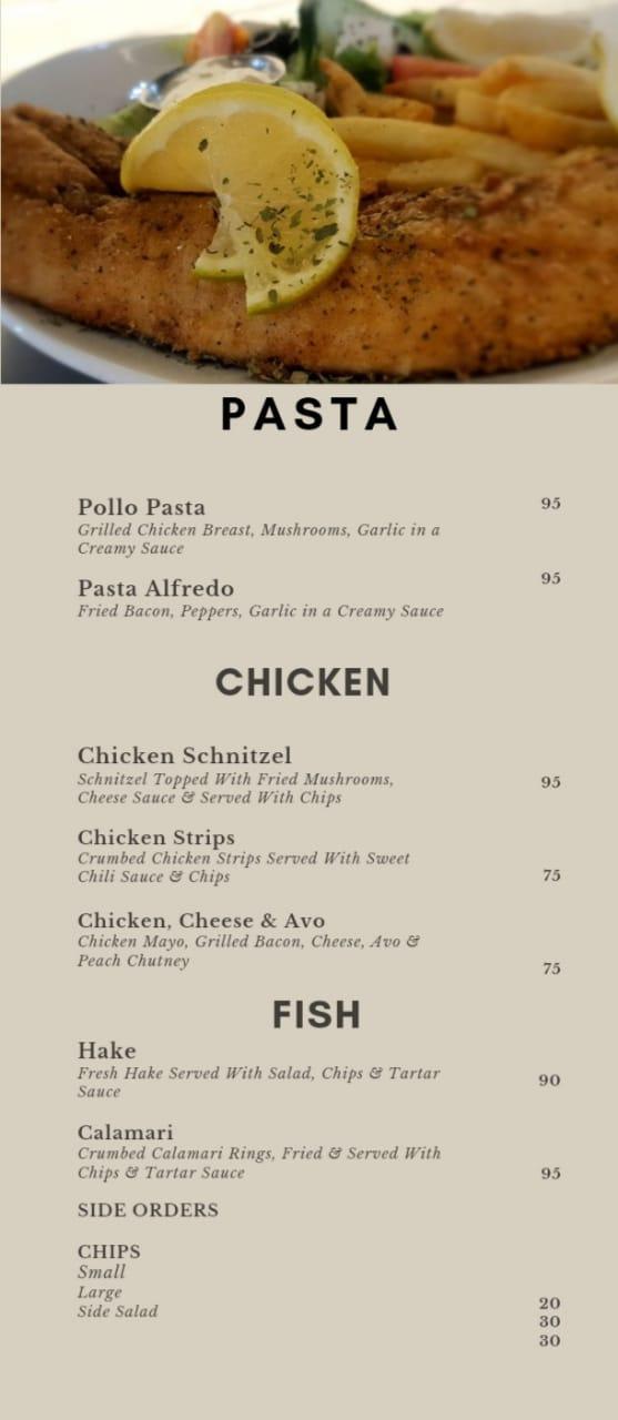 Carta de Biga Artisan Bakery Cafe, Hermanus