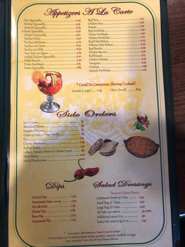 Menu at El Dorado restaurant, Raleigh, Brentwood Rd