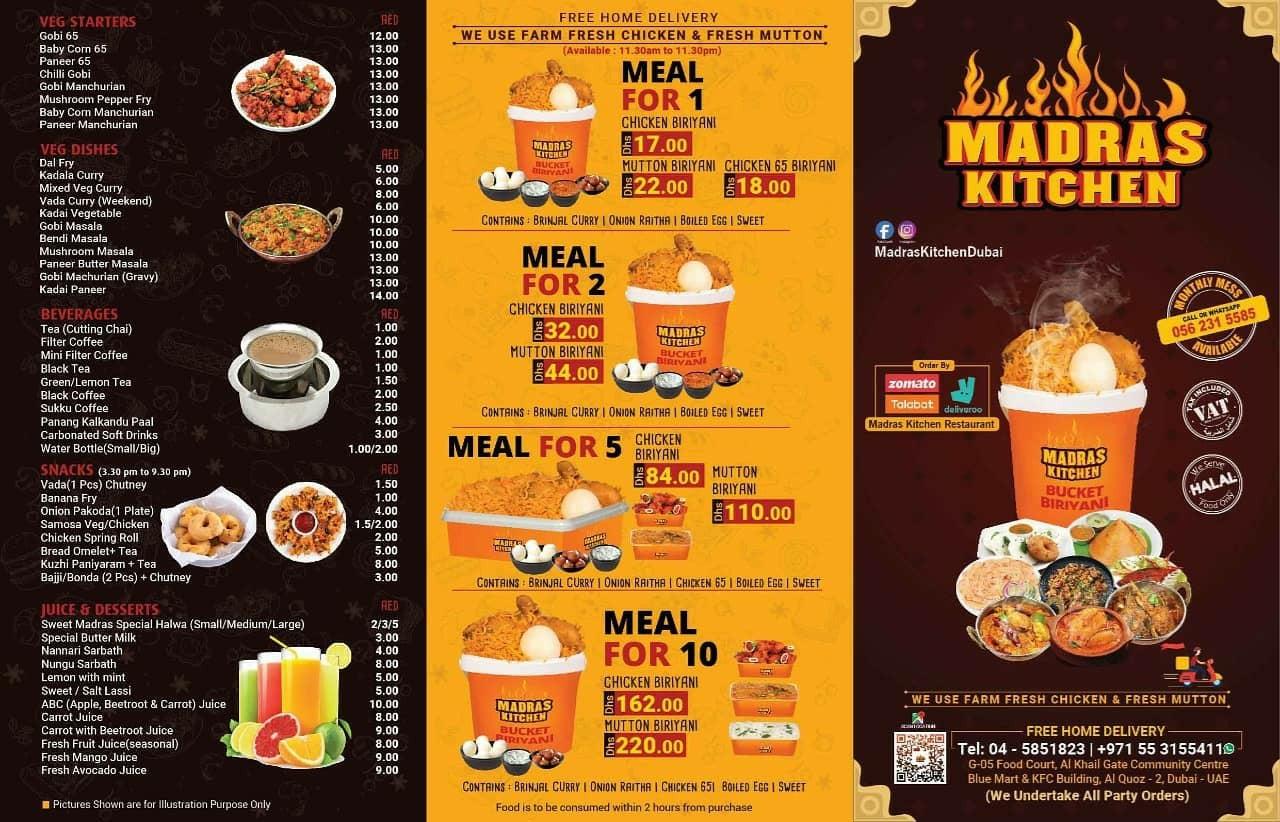 Menu at Madras Kitchen Restaurant - Al Khail Gate - Dubai, Dubai