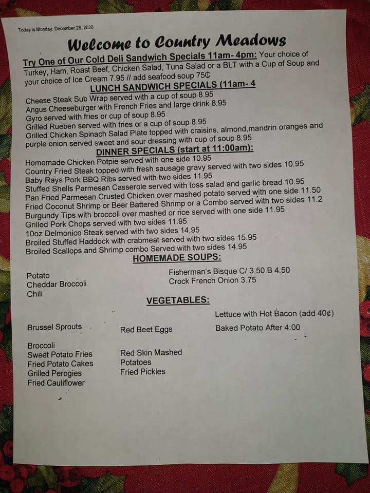 Menu at Country Meadows Restaurant, Elizabethtown, 81 Hershey Rd