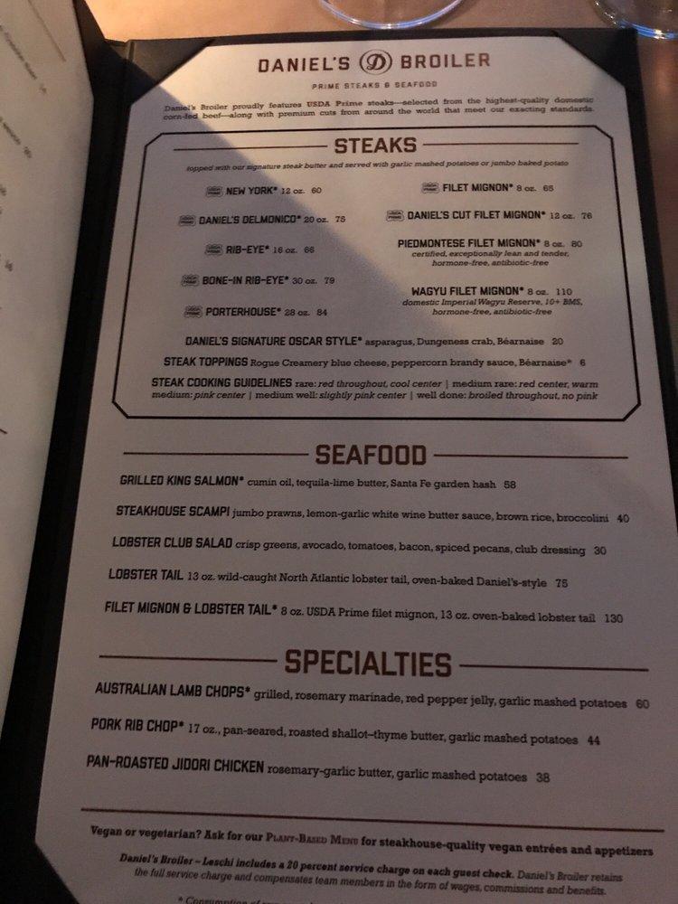 Menu at Daniel's Broiler - Leschi steakhouse, Seattle, 200 Lake ...