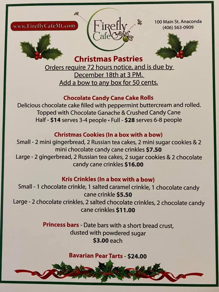 Menu at Firefly Cafe, Anaconda