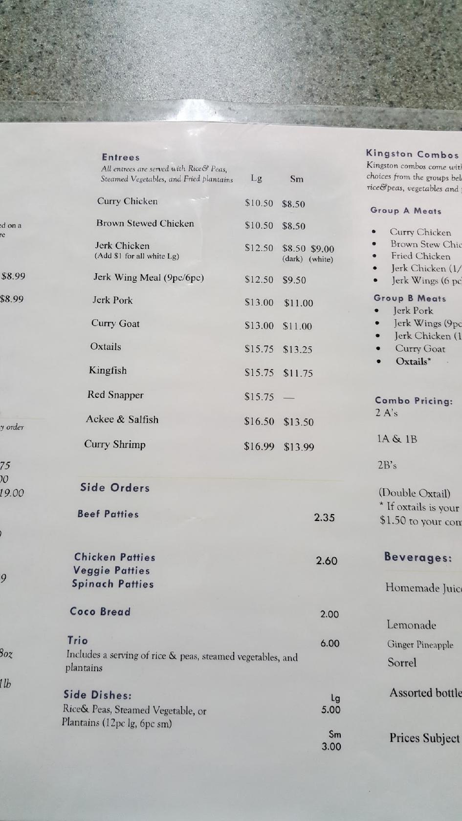 Menu at Kingston Arbor restaurant, Hyattsville, East-West Hwy