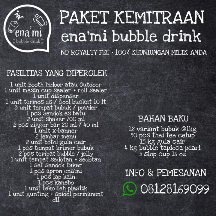Menu at ena'mi bubble drink cafe, Bekasi Regency