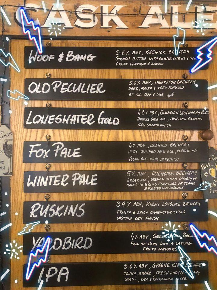 Menu at Dog & Gun pub & bar, Keswick