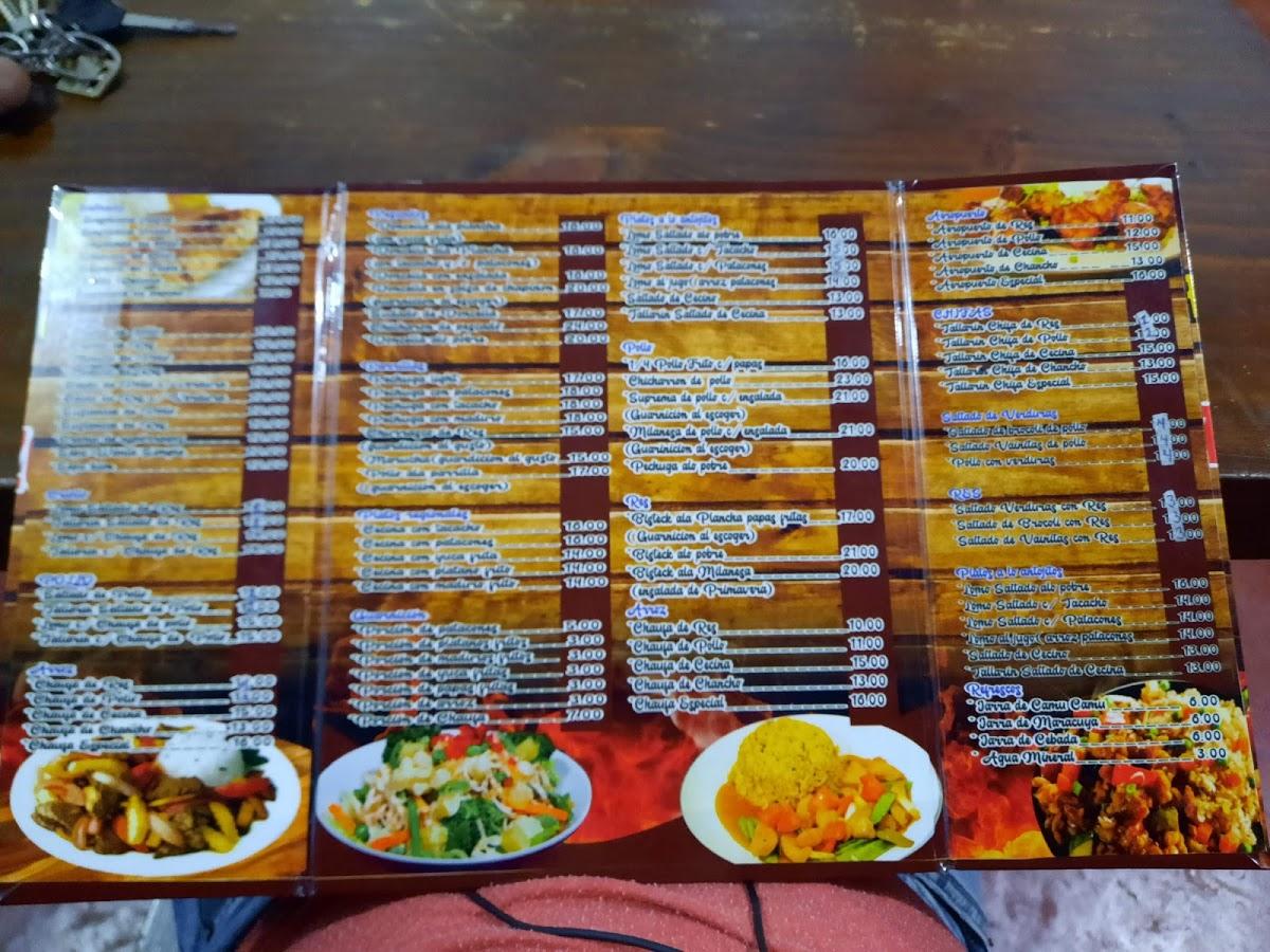 Menu at Antojitos Restaurant Amazonas, Pucallpa