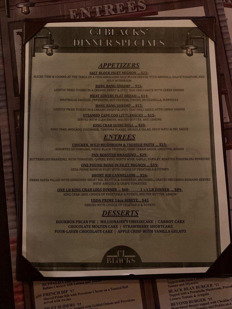 Menu at CJ Blacks Restaurant & Bar, Davie