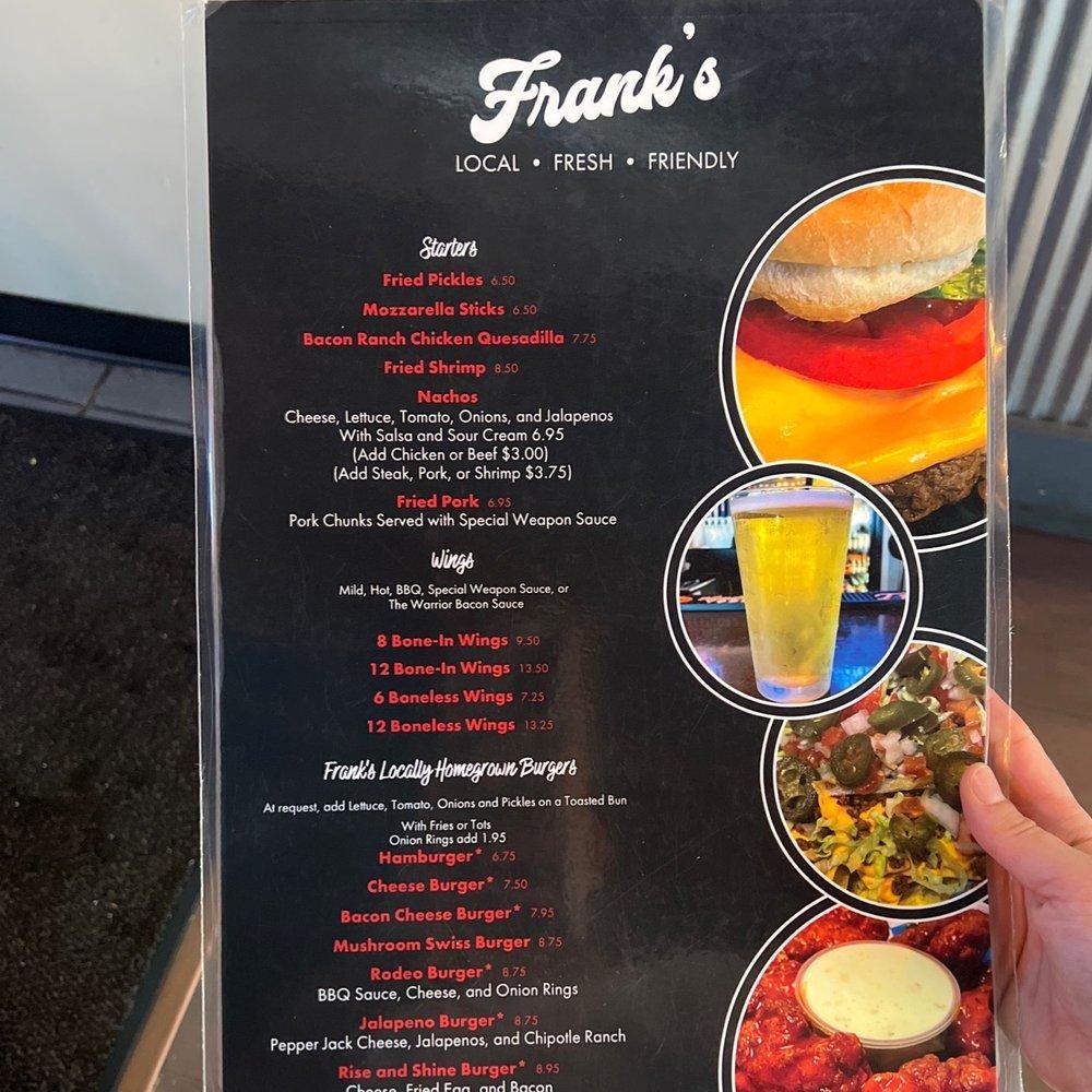 Menu at Frank’s pub & bar, Sparta