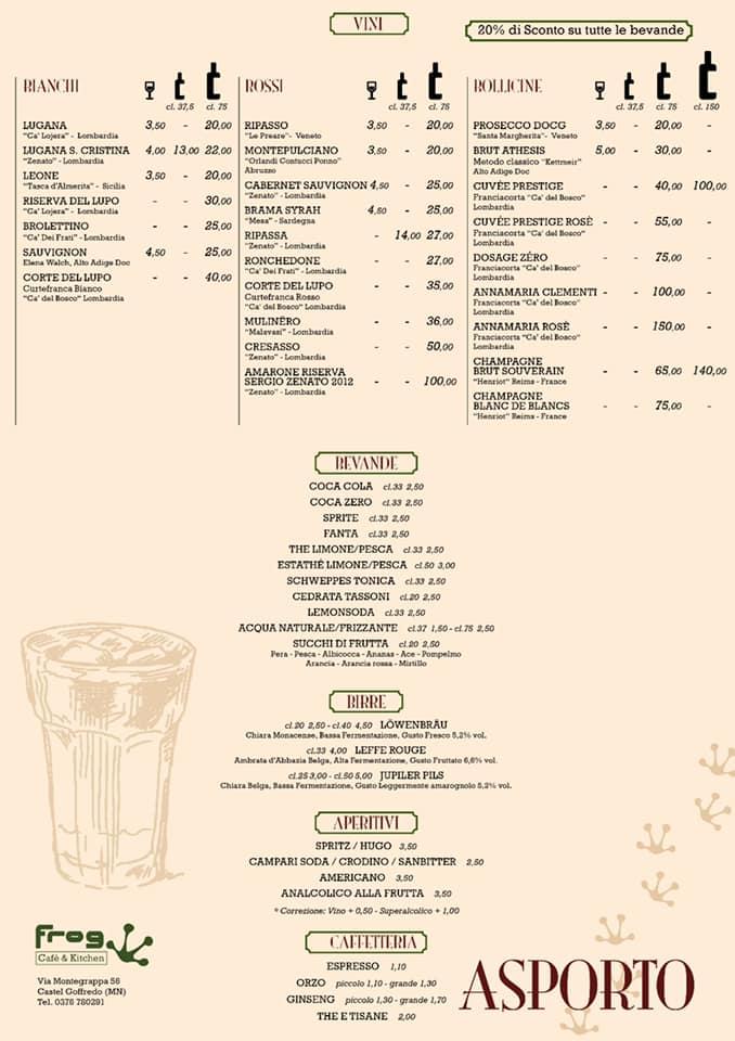 Menu da Frog Cafè & Kitchen pub & bar, Castel Goffredo