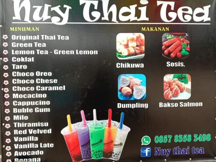 Menu at Nuy Thai Tea cafe, Indonesia