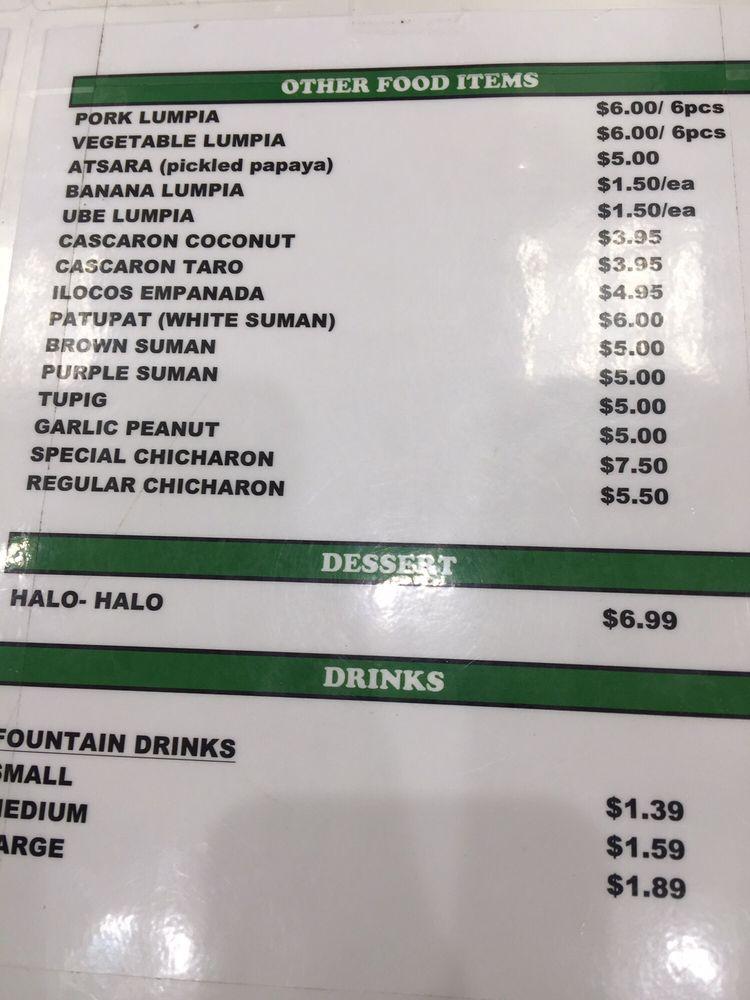 Menu at Pampanga Kitchen Waipahu Plaza restaurant, Waipahu