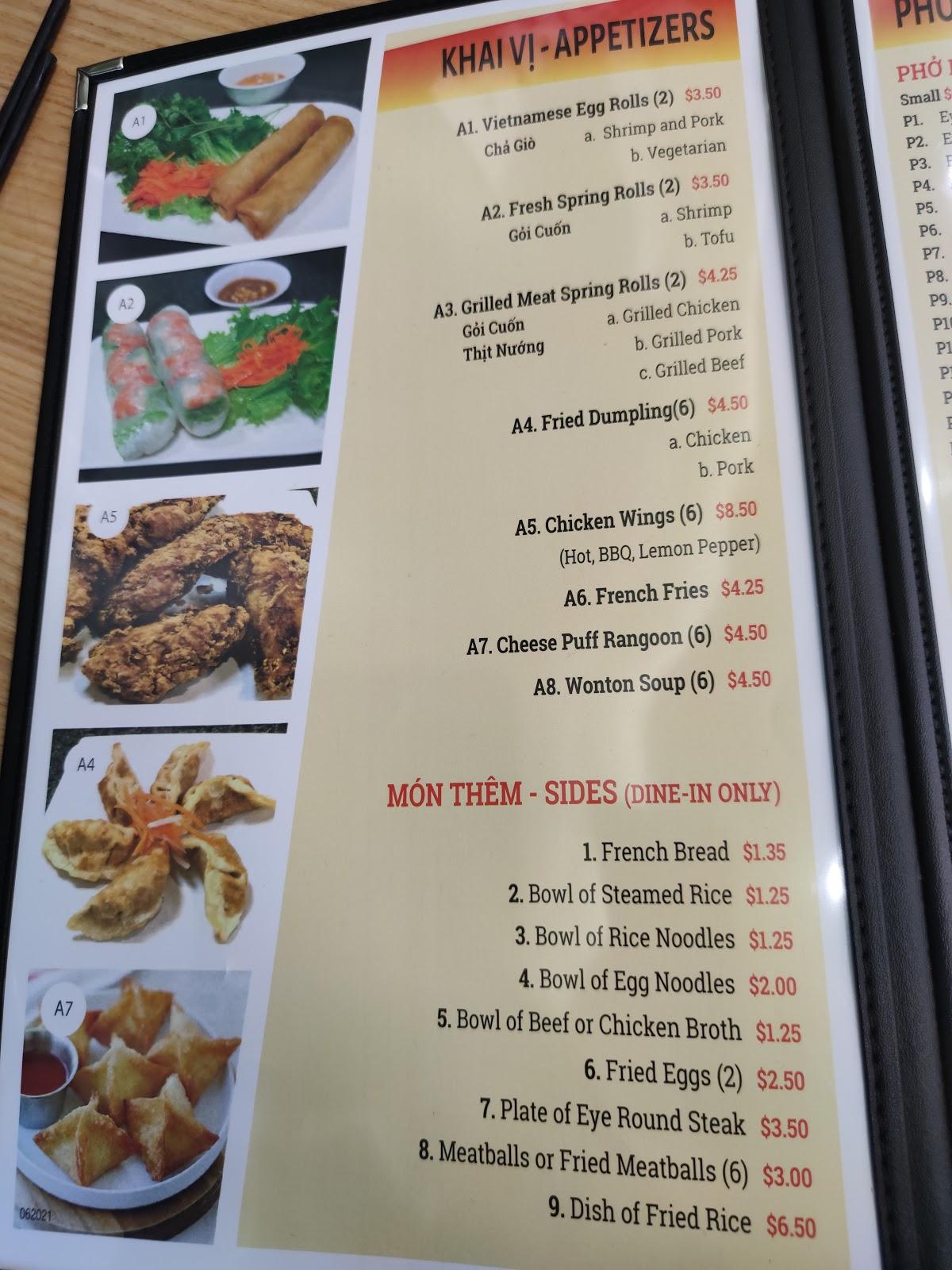 Menu at Pho Now restaurant, Spring, 210 Cypresswood Dr