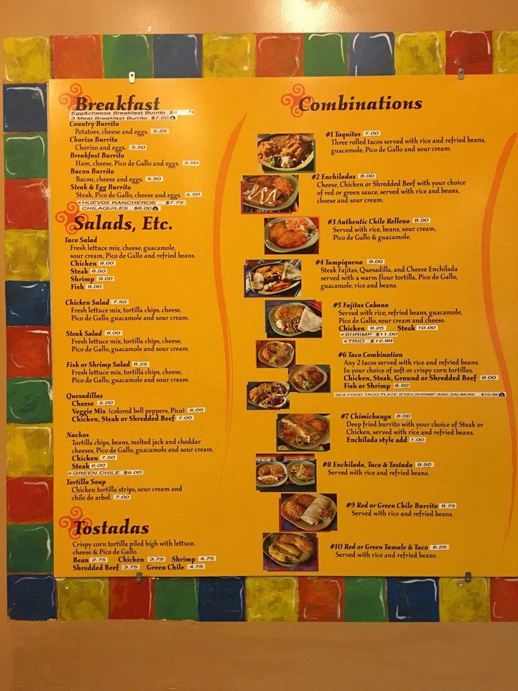 Menu at Salsa Cabana Mexican Grill restaurant, Mesa