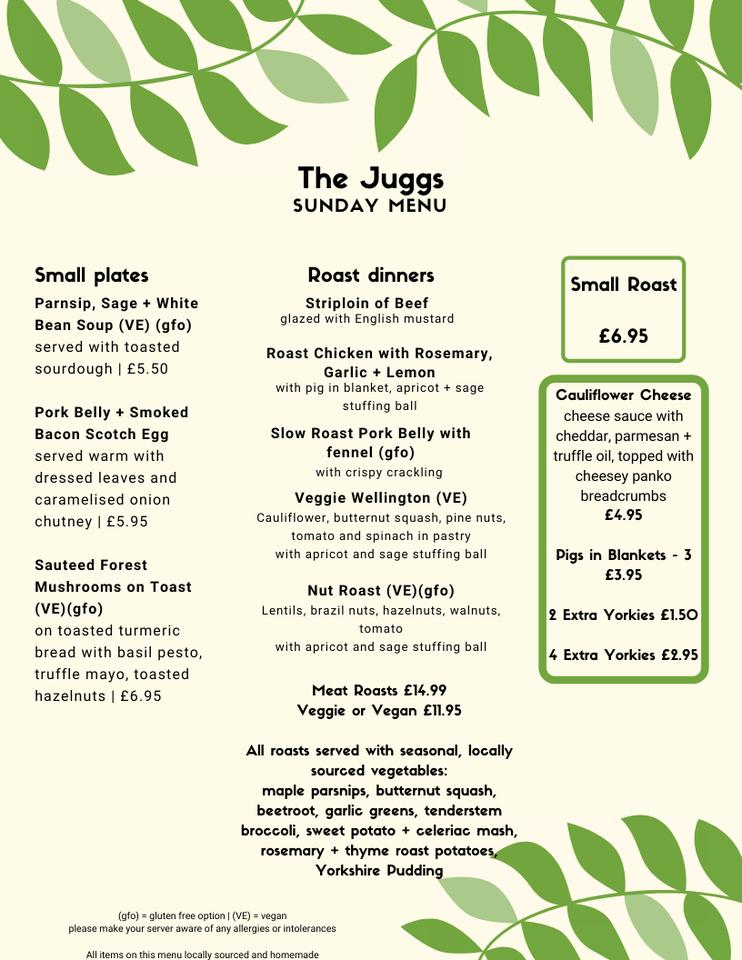 Menu at The Juggs pub & bar, Lewes