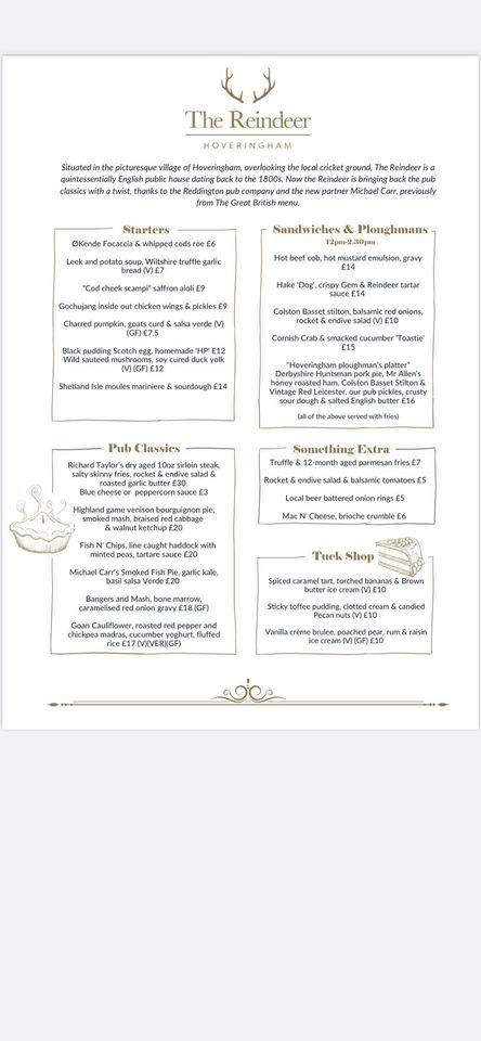 Menu at The Old Vol pub & bar, Lowdham