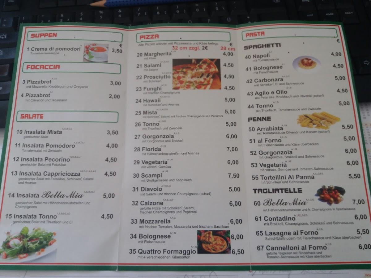 Speisekarte von Pizzeria Bella Mia, Premnitz