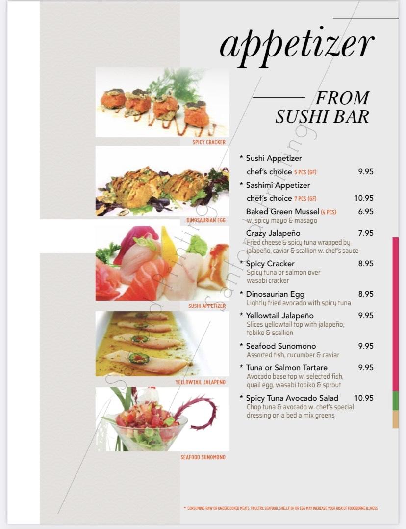 Menu at Big Fish Sushi restaurant, Sammamish