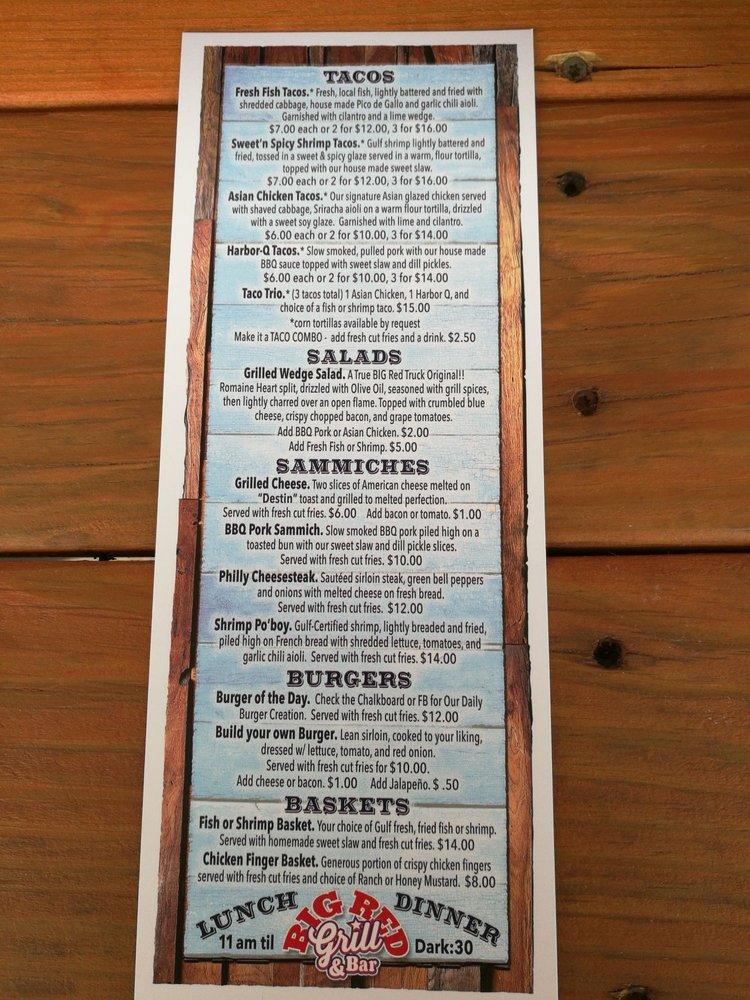 Menu at FATBOYS restaurant, Destin