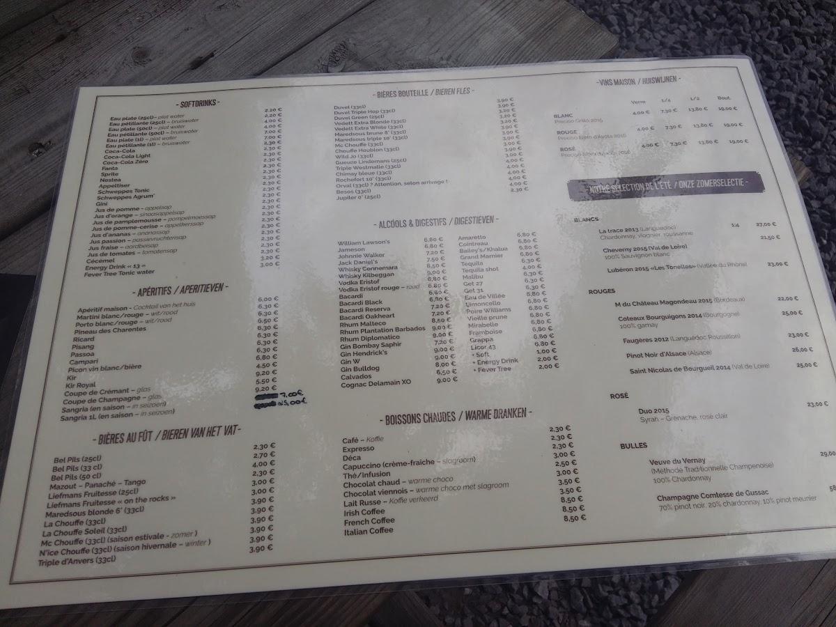 Menu au Le Chalet de la Forêt, Genappe