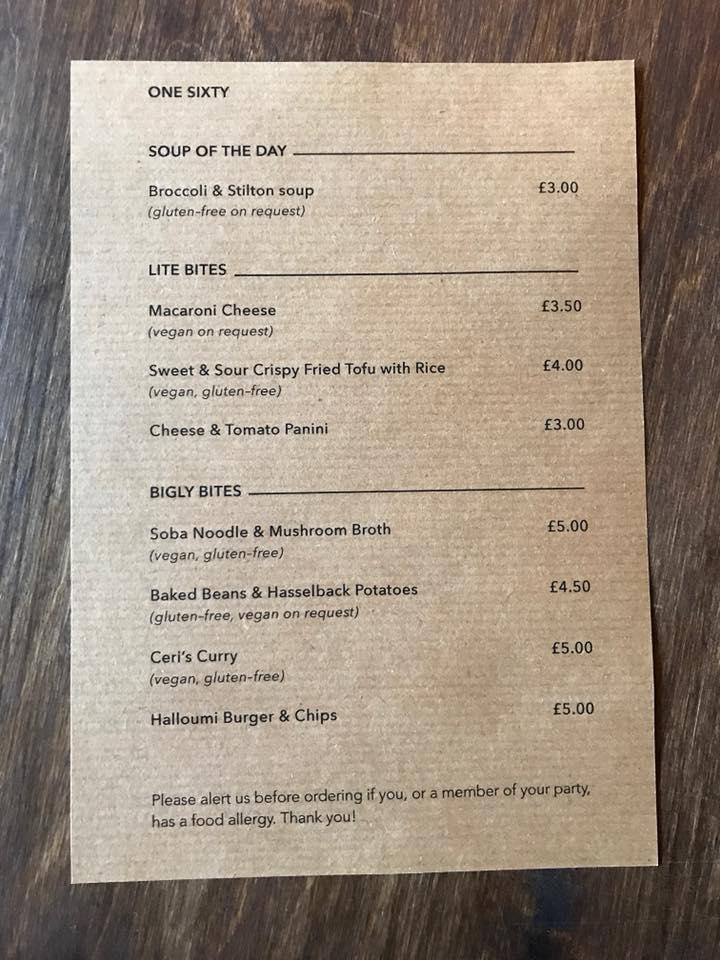 Menu at ONE SIXTY restaurant, Burnley, 160 St James's St