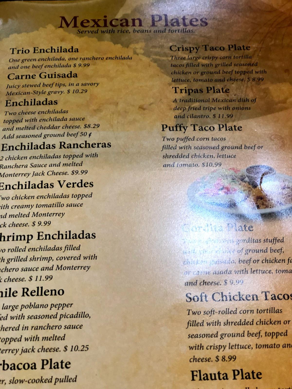 Menu at Sandra's Mexican Food restaurant, San Antonio, Potranco Rd