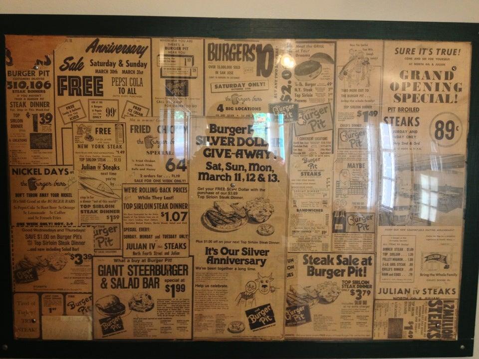 Menu at Burger Pit restaurant, San Jose