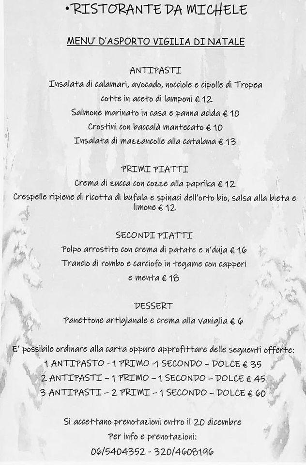 Menu da Ristorante da Michele, Roma, Via Tiberio Imperatore