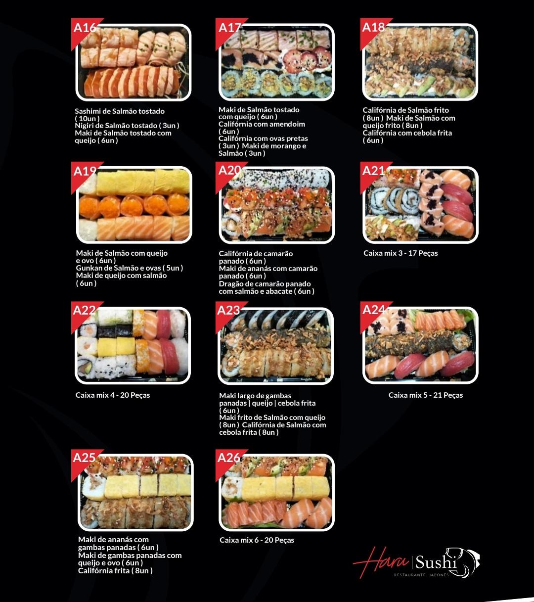 Menu em Haru Sushi restaurante, Aveiro