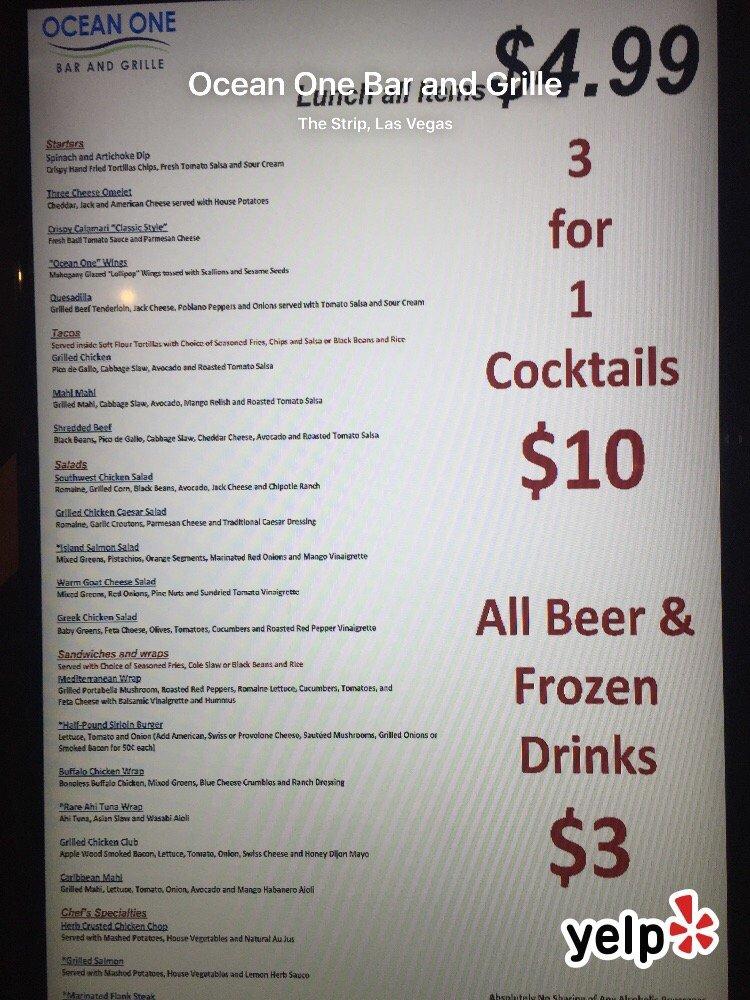 Menu at Ocean One Bar & Grille, Las Vegas
