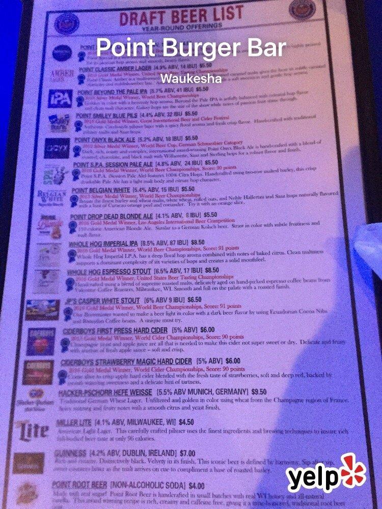 Menu at Point Burger Bar Pewaukee, Waukesha