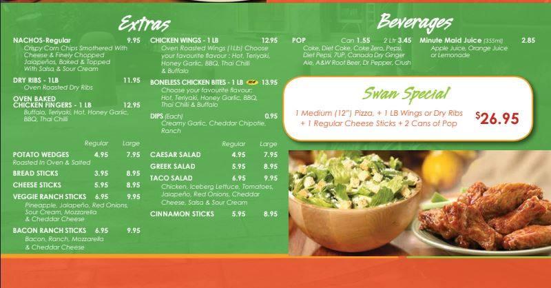 Menu at Red Swan Pizza restaurant, Regina, Quance St #800
