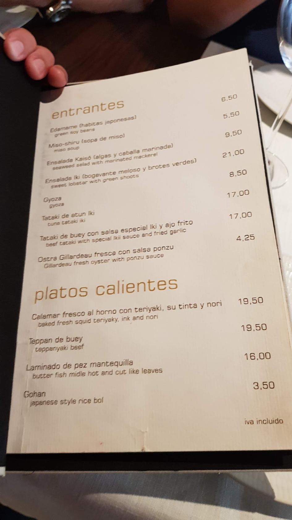 Menu at Restaurante Japonés - IKI, Seville