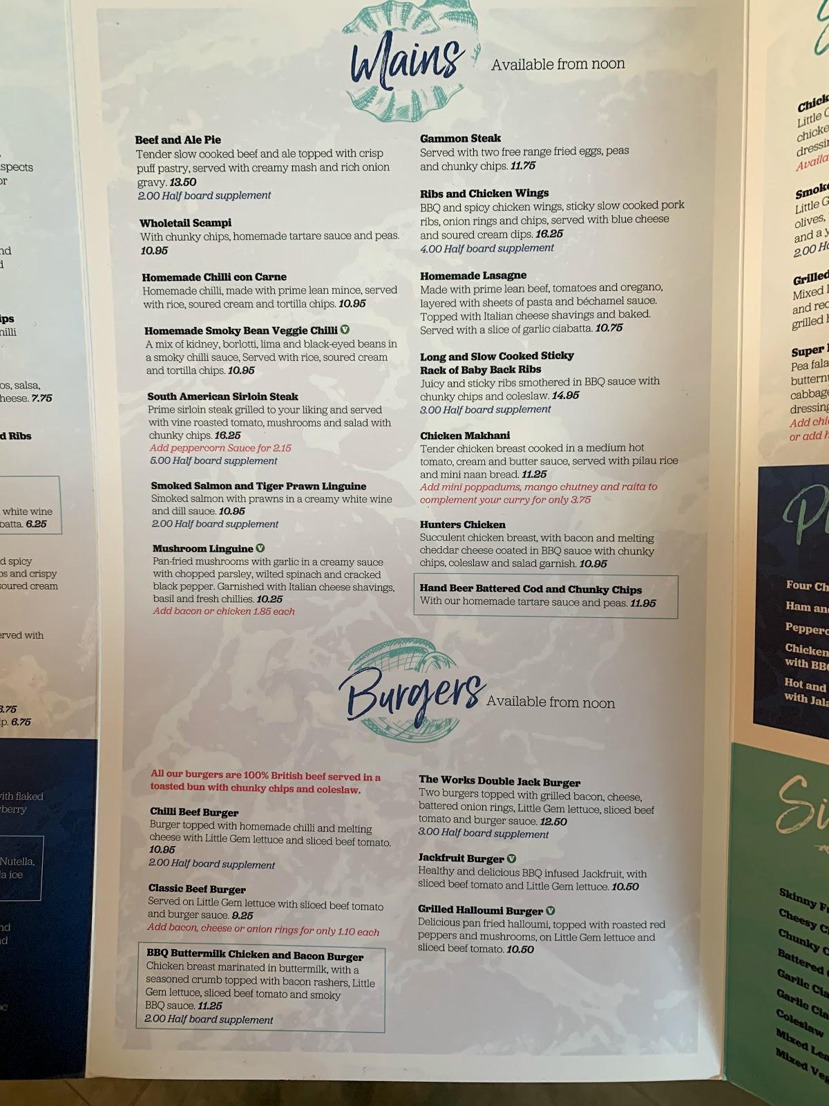 Menu at The Nab Bar, Bembridge