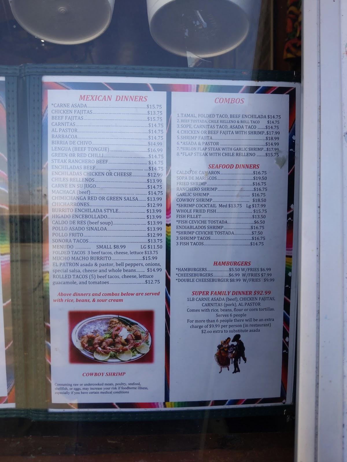 Menu at Tacos Mi Rancho restaurant, Yuma, 188 S 4th Ave