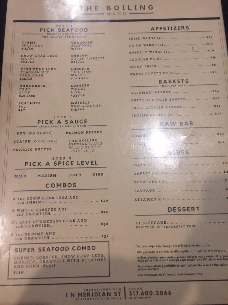 Menu at Crab 99 Bar and Restaurant, Indianapolis, 14 E Washington St