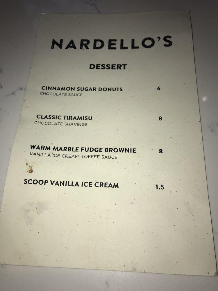 Menu at Nardello's pizzeria, Mount Pleasant