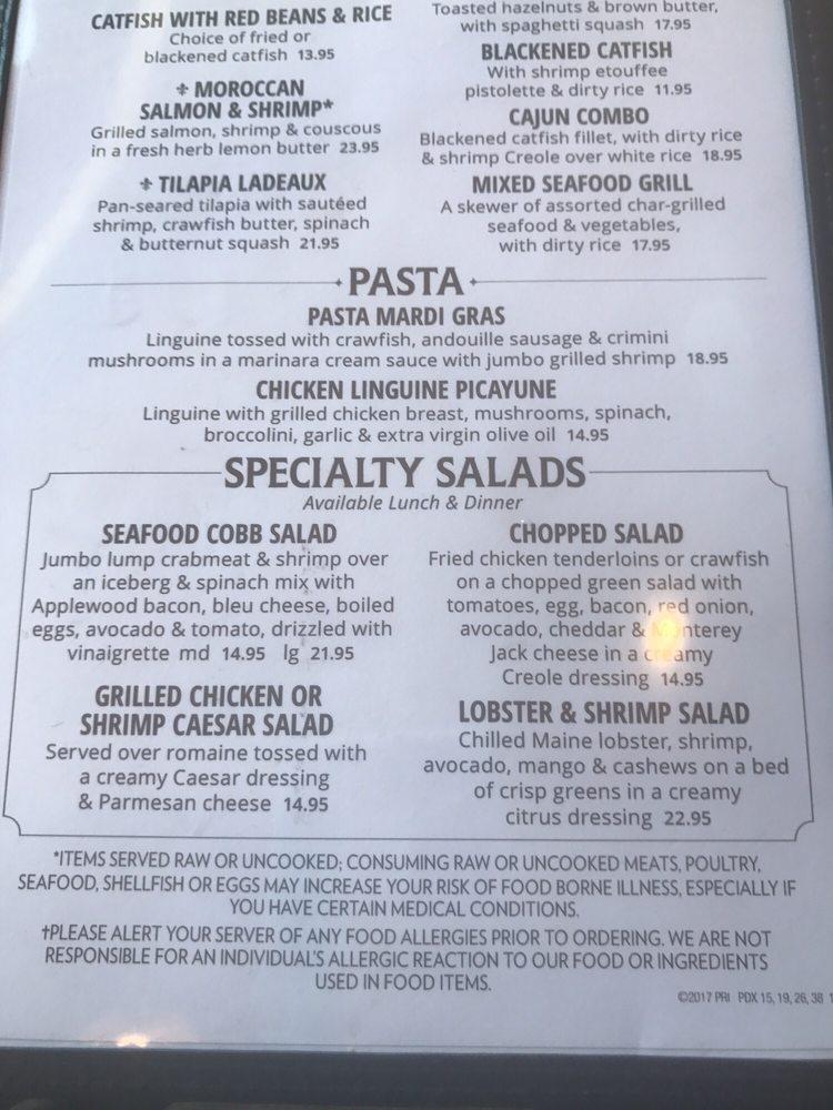 Menu at Pappadeaux Seafood Kitchen restaurant, Birmingham