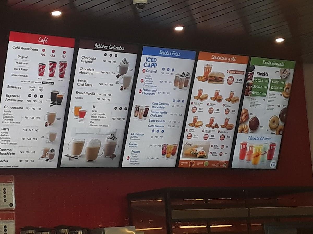 Carta del café Tim Hortons Ave. México- Drive Thru, Guadalupe, Av ...