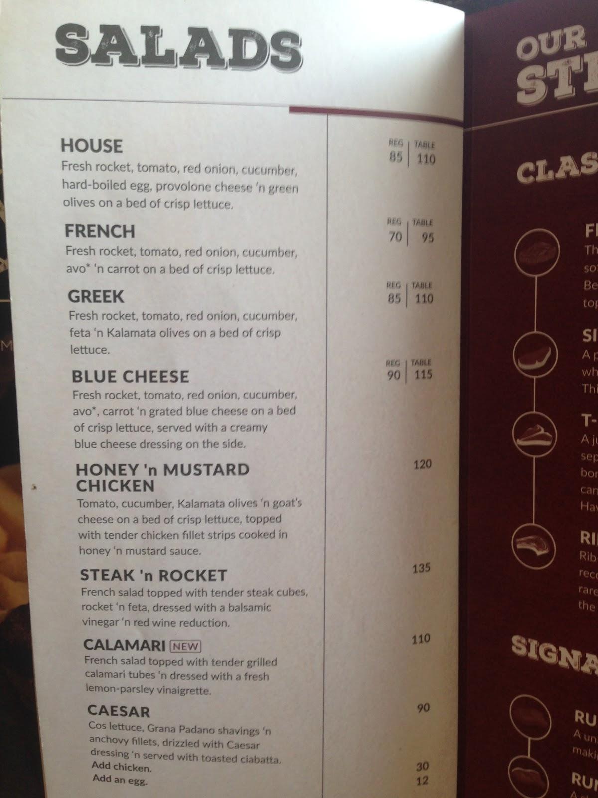 Menu at Turn 'n Tender Steakhouse Waterfall Wilds, Midrand, Shop No 1