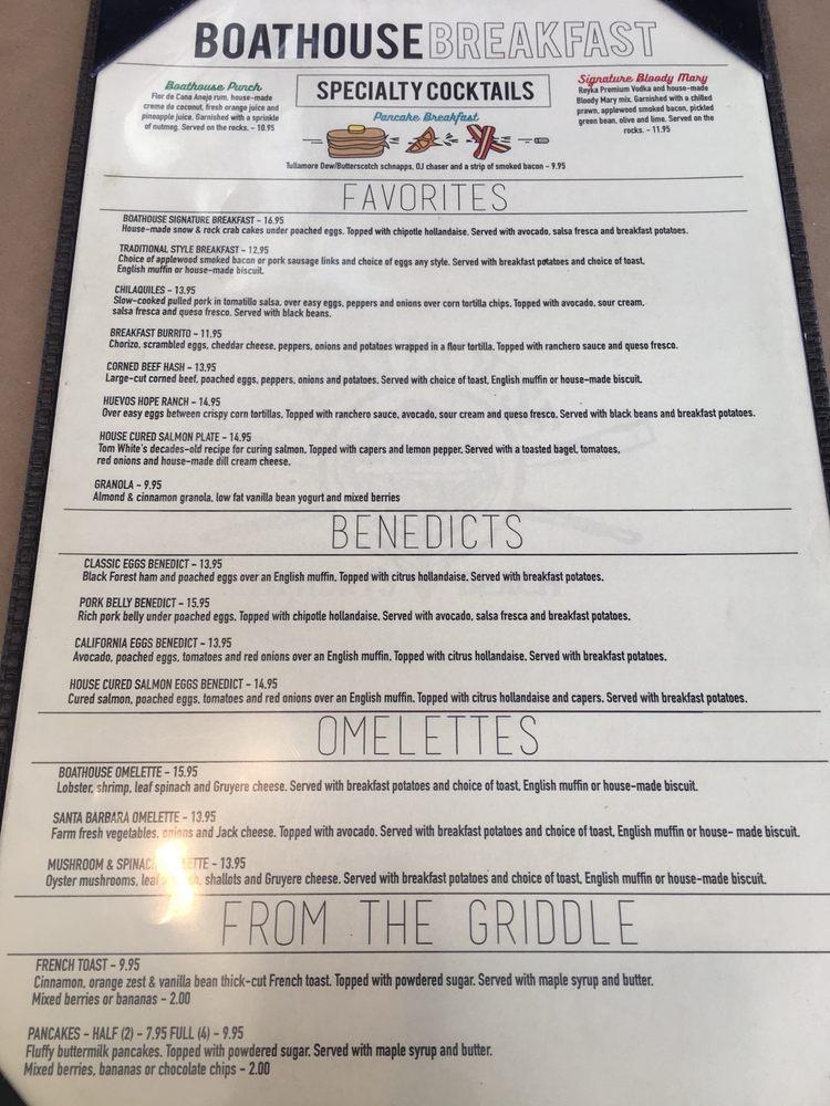 Menu at Boathouse at Hendry's Beach restaurant, Santa Barbara