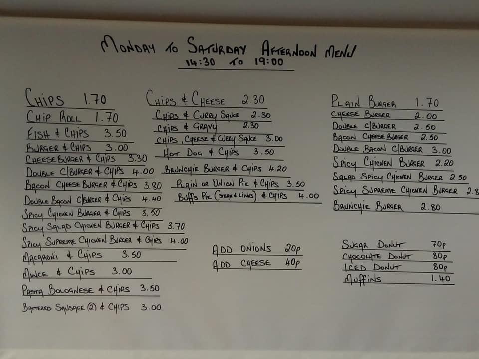 Menu at Brunchies restaurant, Kilmarnock