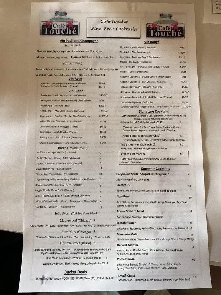 Carta de Café Touché, Chicago
