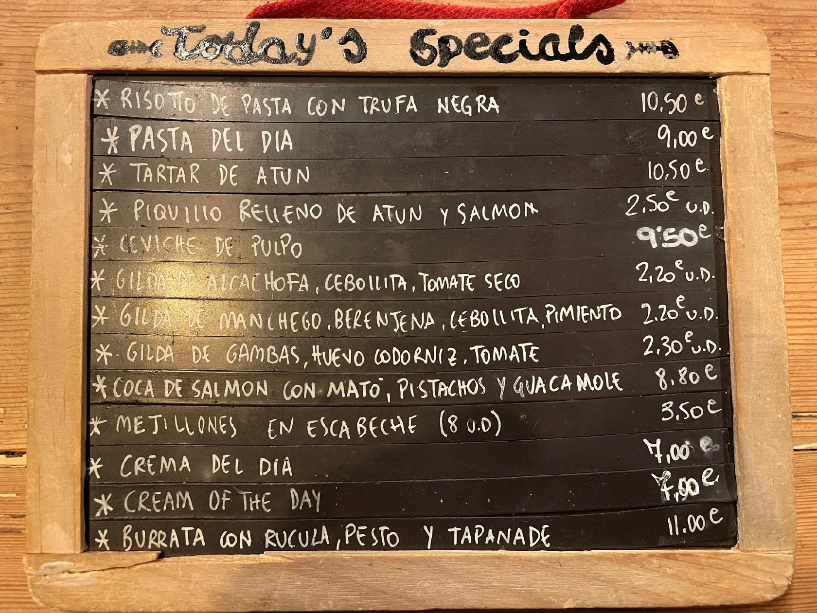 Menu at Casa Lolea Barcelona, Barcelona, C/ de Sant Pere Més Alt