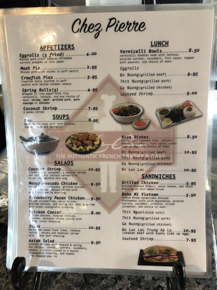 Menu at Chez Pierre Bakery Lakeview, New Orleans, 141 Harrison Ave