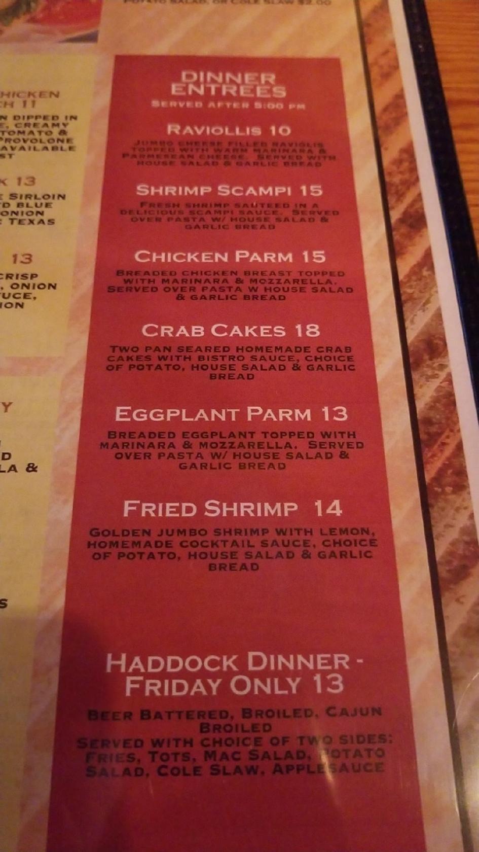 Menu at Copper Ale House pub & bar, Williamson
