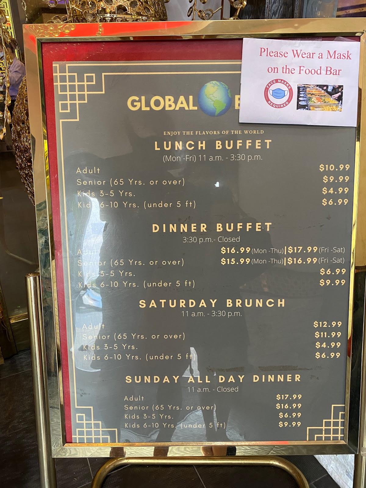 Menu at Global Buffet restaurant, Levittown