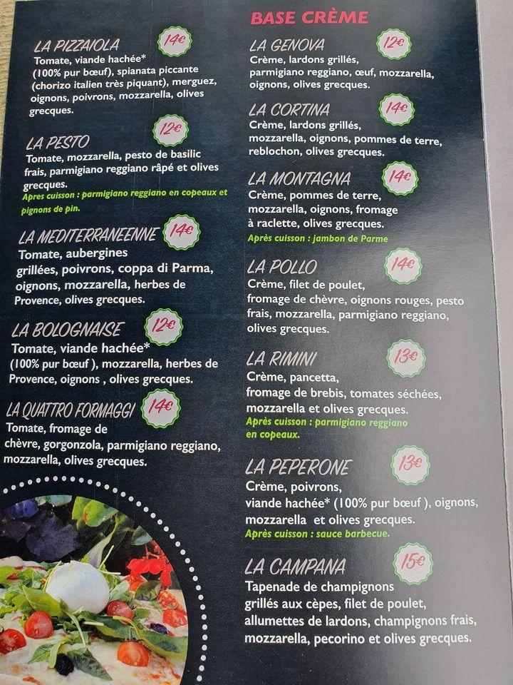 Menu au LA PIZZAIOLA pizzeria, Saint-Geniès-de-Comolas