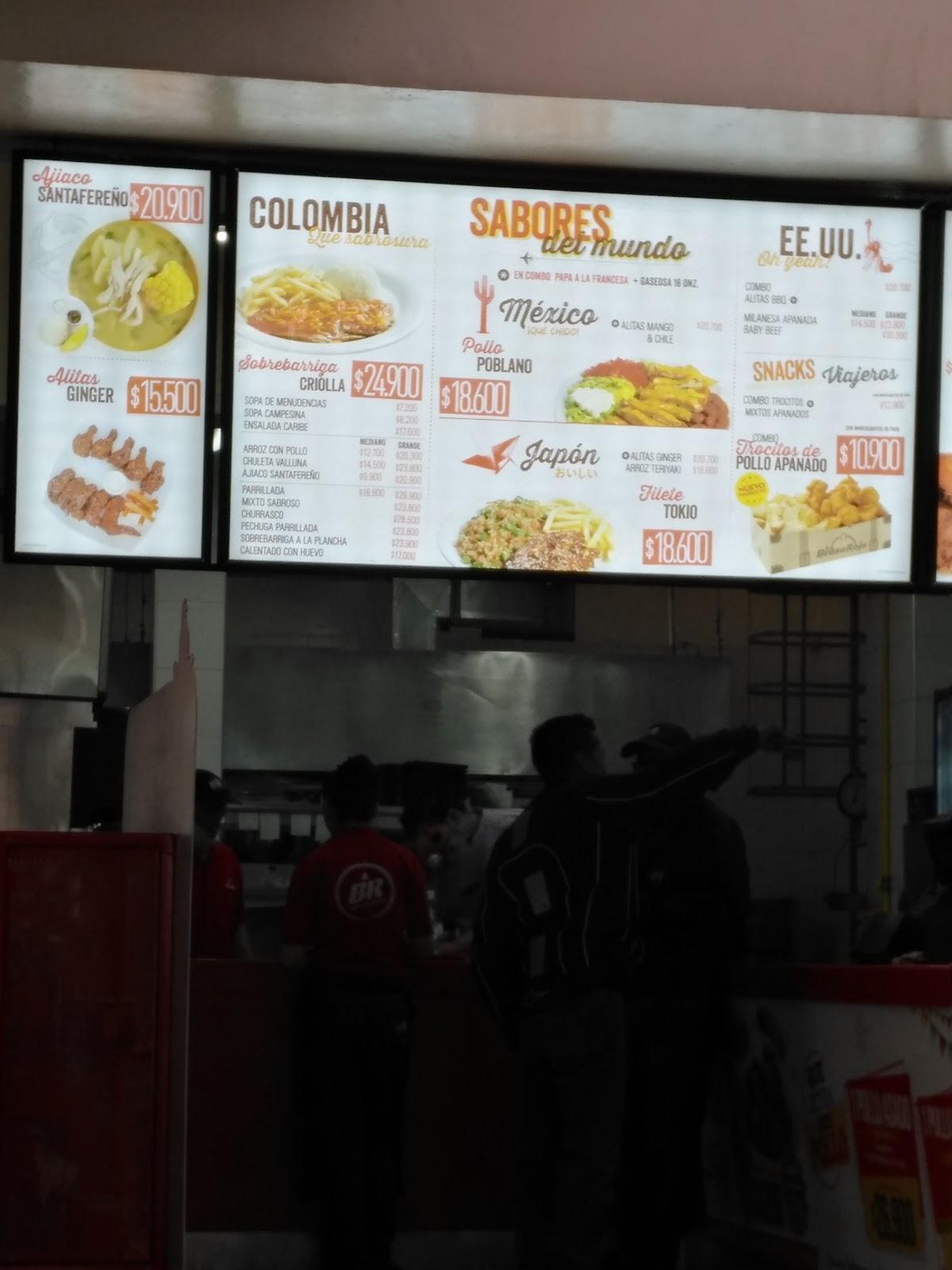 Menu at La Brasa Roja – Centro restaurant, Bogotá